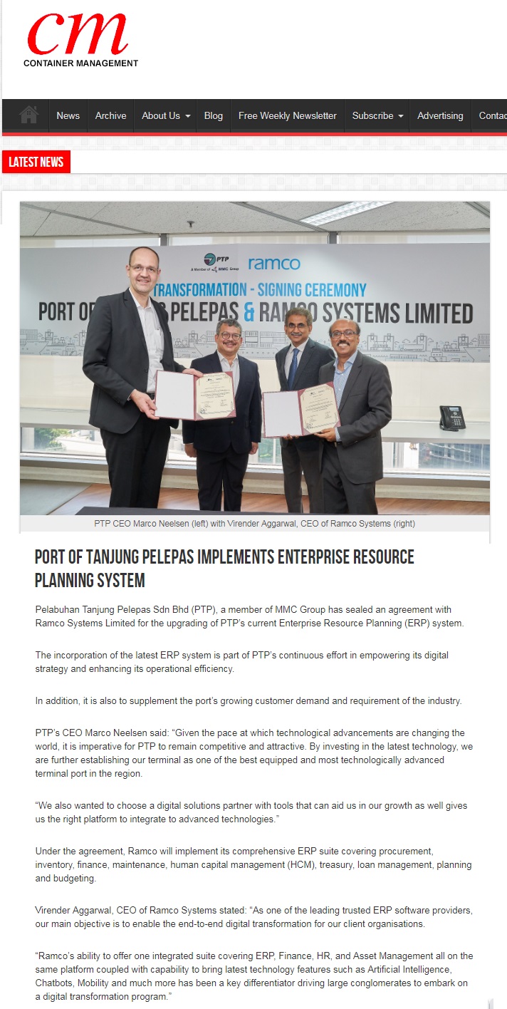 Pelabuhan Tanjung Pelepas Sdn Bhd. - Port of Tanjung Pelepas implements ...